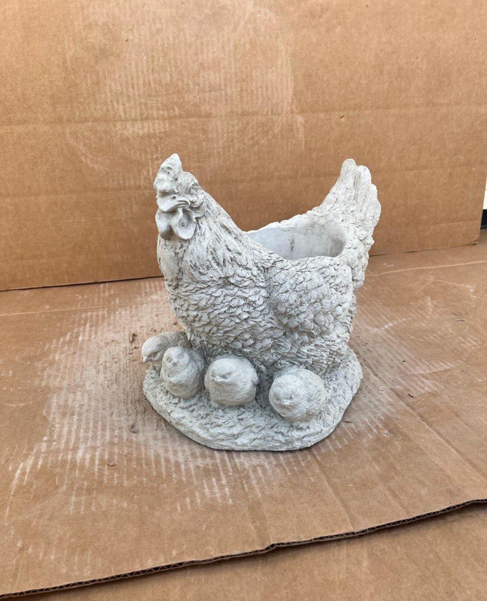 Chicken Planter With Chicks Statue Concrete Chicken Bird Sculpture ...