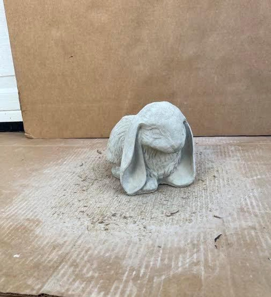 Concrete Rabbit With Big Ears Sculpture Floppette Bunny Garden Statue ...