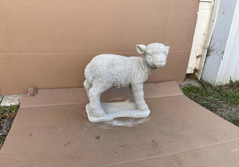 Massive Lamb Figurine Standing Concrete Sheep Statue Detailed Farm ...