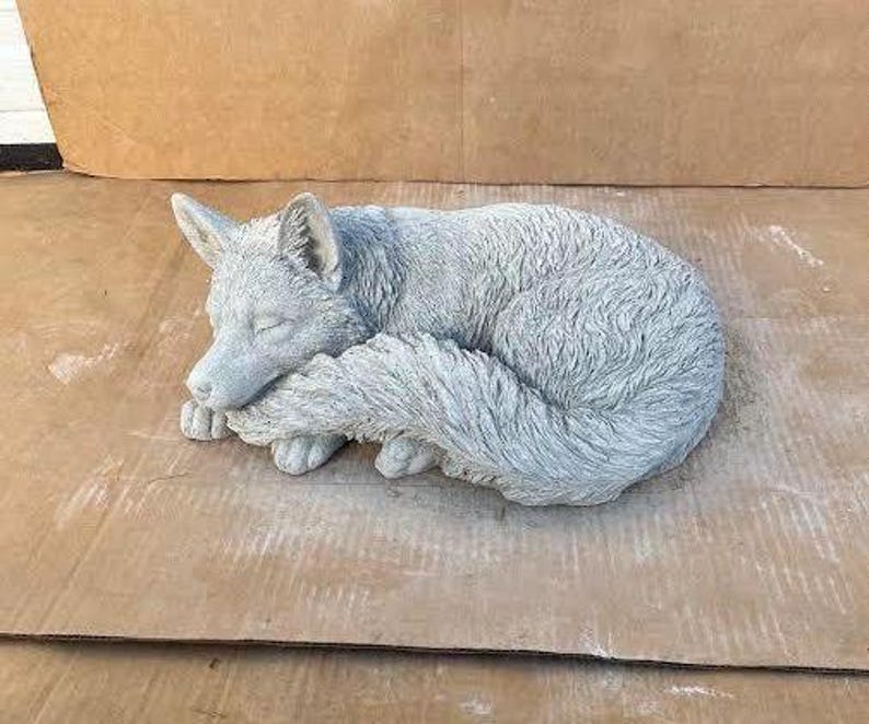 Sleeping Fox Garden Statue Concrete Fox Animal Massive Sculpture Laying ...