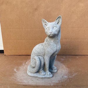 Concrete Cat Stone Statue Siamese Cat Memorial Sculpture Garden Pet ...