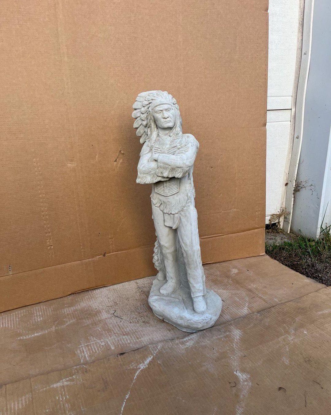 Indian Chief Man Stone Sculpture Tall Man Standing Statue Indian Chief ...