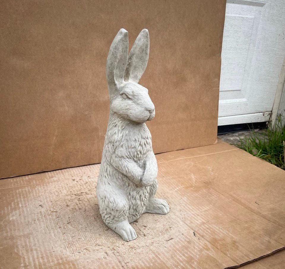 Concrete Rabbit Outdoor Statue Yard Bunny Spring Figure for Garden ...