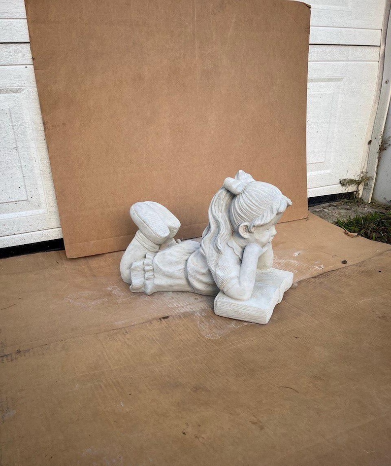 Girl Reading Book Statue Concrete Girl With Book Sculpture Garden Kid ...