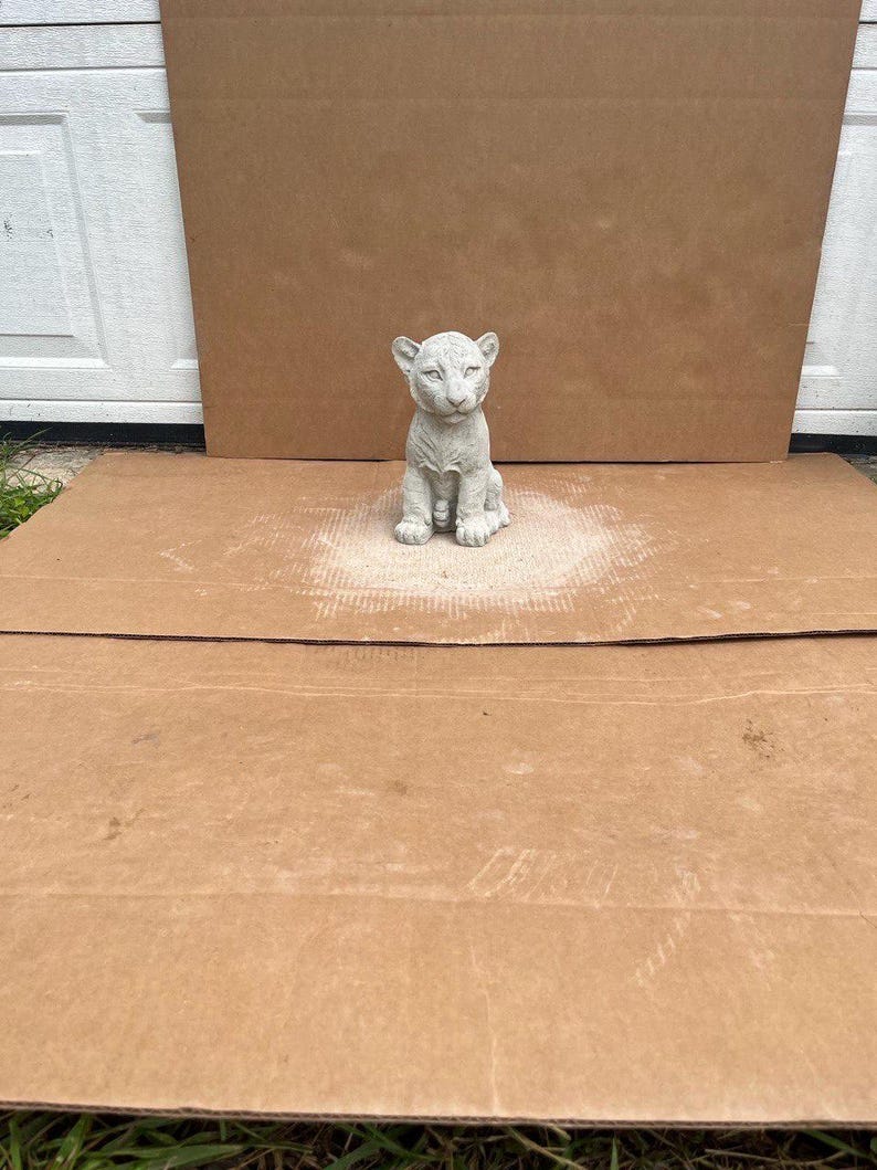 Concrete Tiger Cub Statue Outdoor Tiger Realistic Sculpture Sitting ...