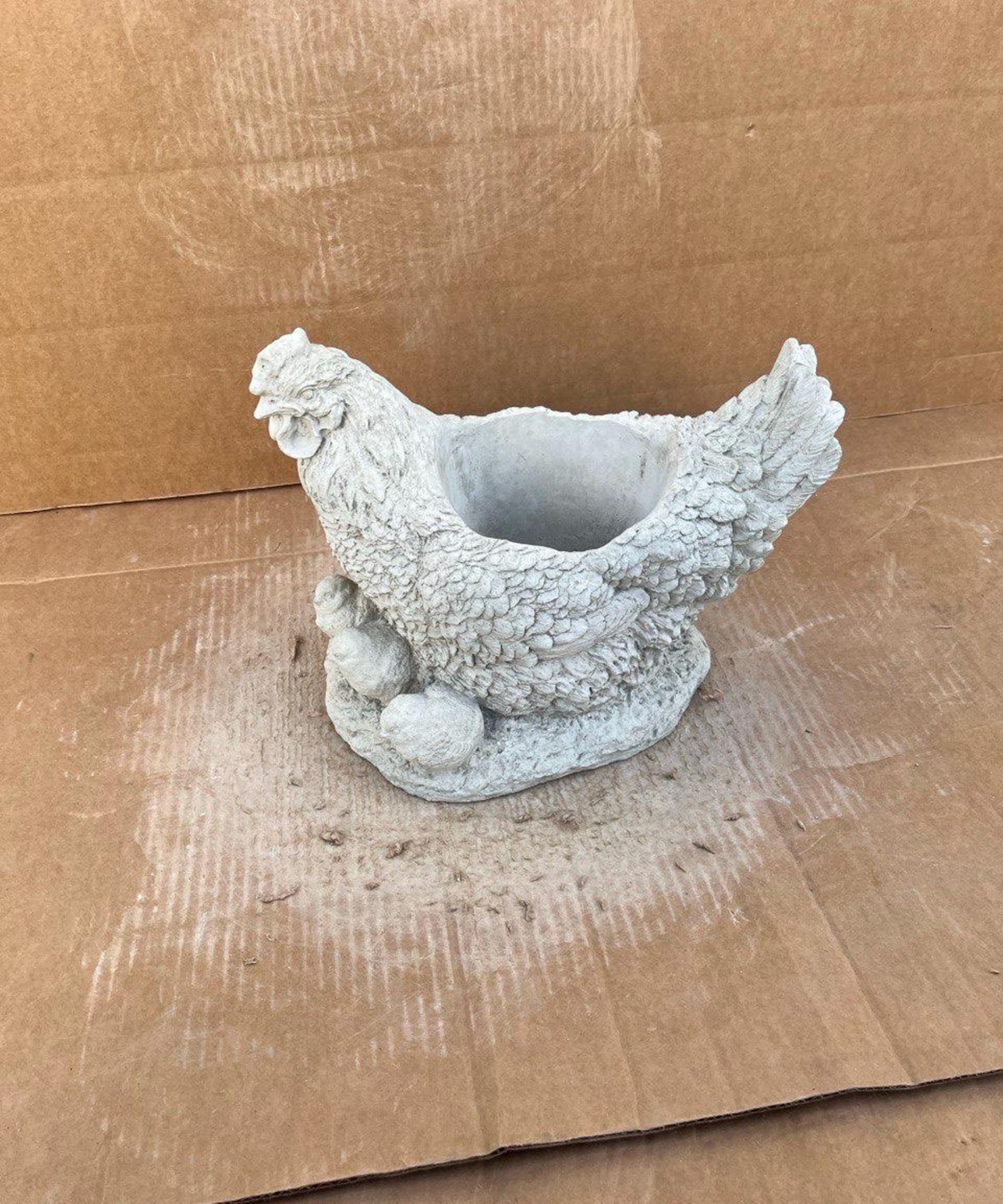 Chicken Planter With Chicks Statue Concrete Chicken Bird Sculpture ...
