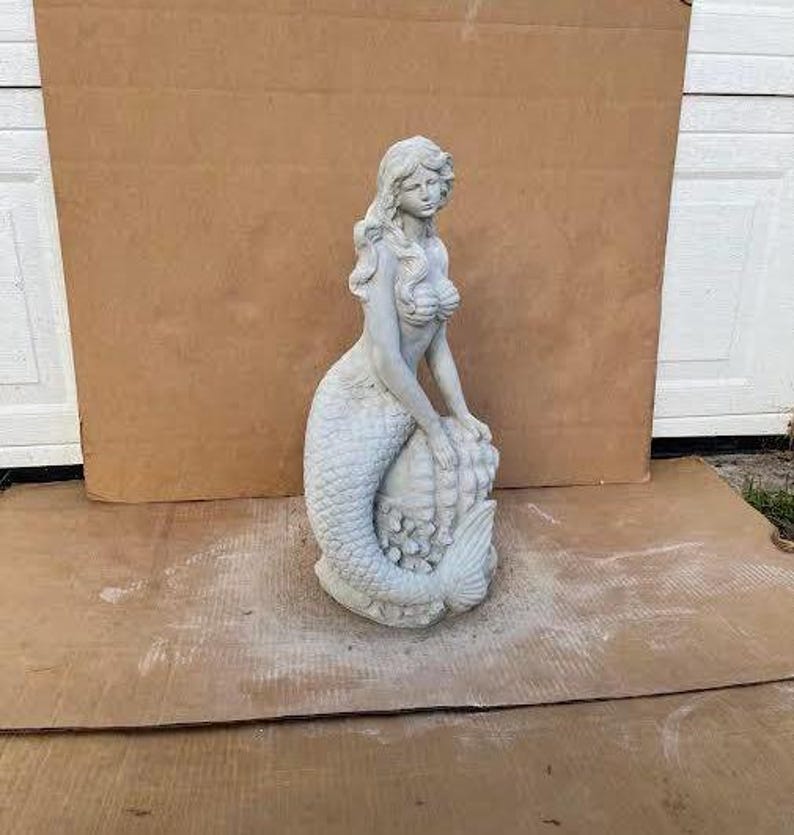 Concrete Mermaid Statue Massive Marine Girl Figure Outdoor Mermaid ...