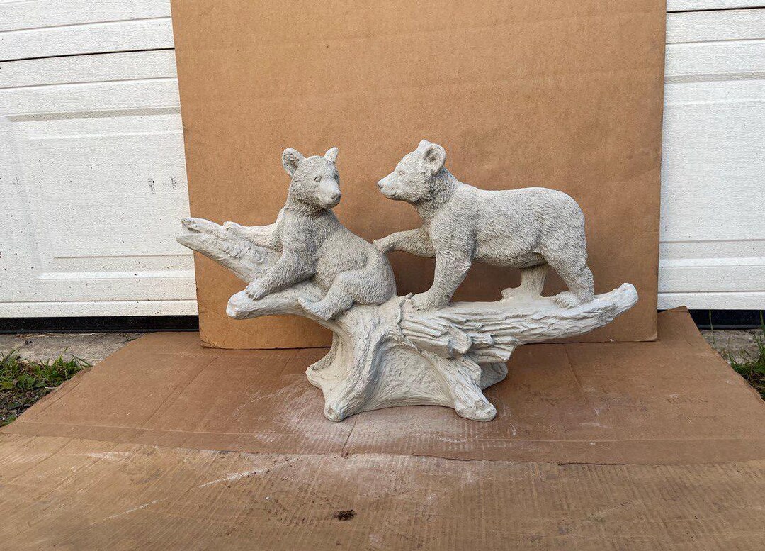 Two Bears Climbing on a Limb Statue Concrete Bears Forest Sculpture ...
