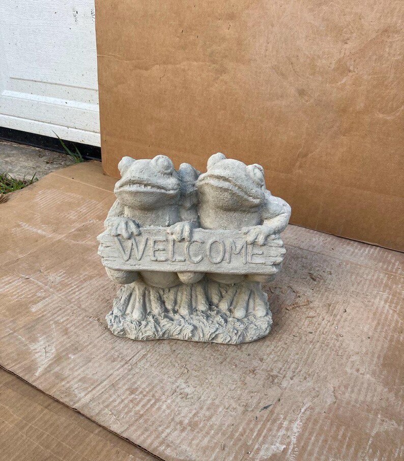 Frogs Twins With Welcome Sign Statue Rock Welcome Decor for Front Door ...