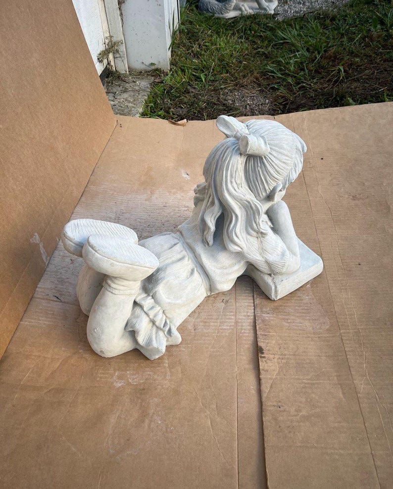 Girl Reading Book Statue Concrete Girl With Book Sculpture Garden Kid ...