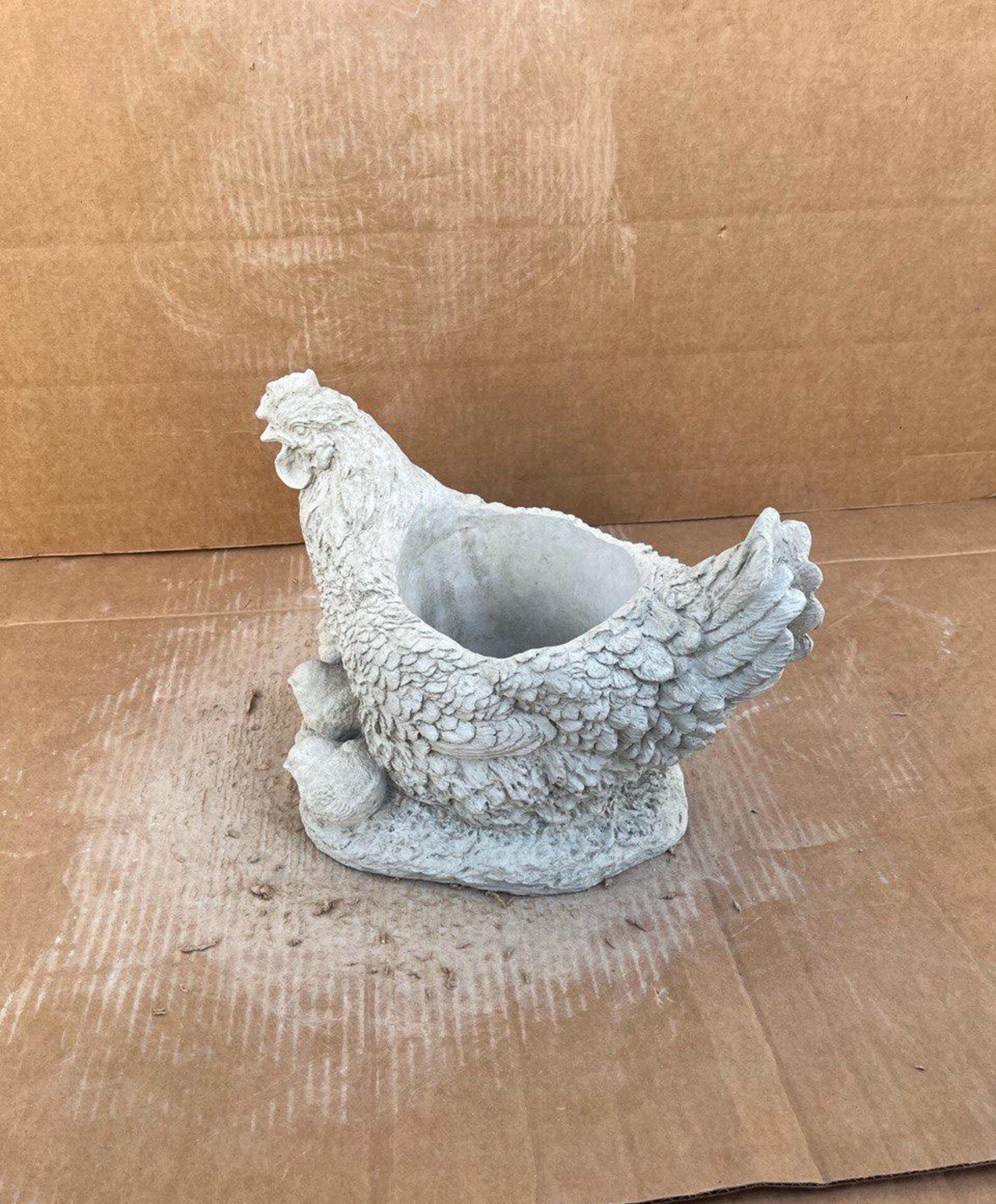 Chicken Planter With Chicks Statue Concrete Chicken Bird Sculpture ...