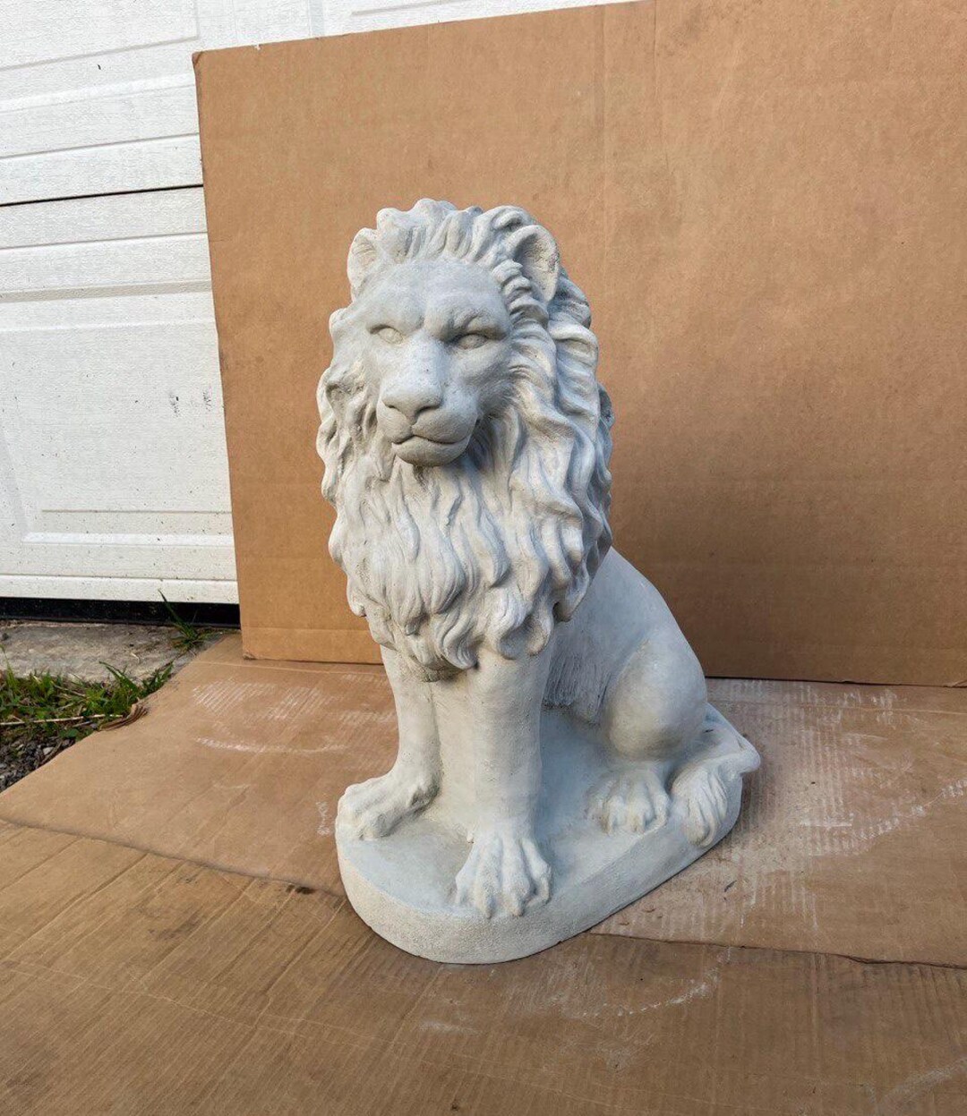 Massive Lion Left Sculpture Concrete Lion Sitting Facing Figure Lion on ...