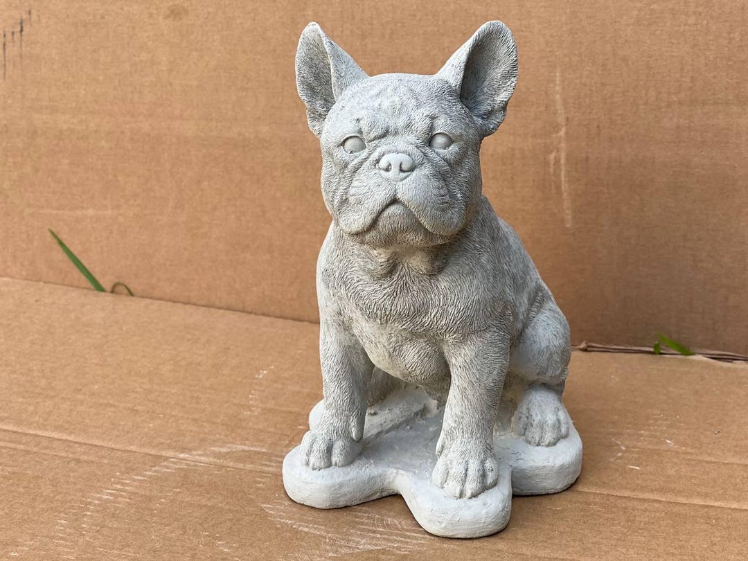 French Bulldog Memorial Statue Garden Dog Grave Sculpture Outdoor ...