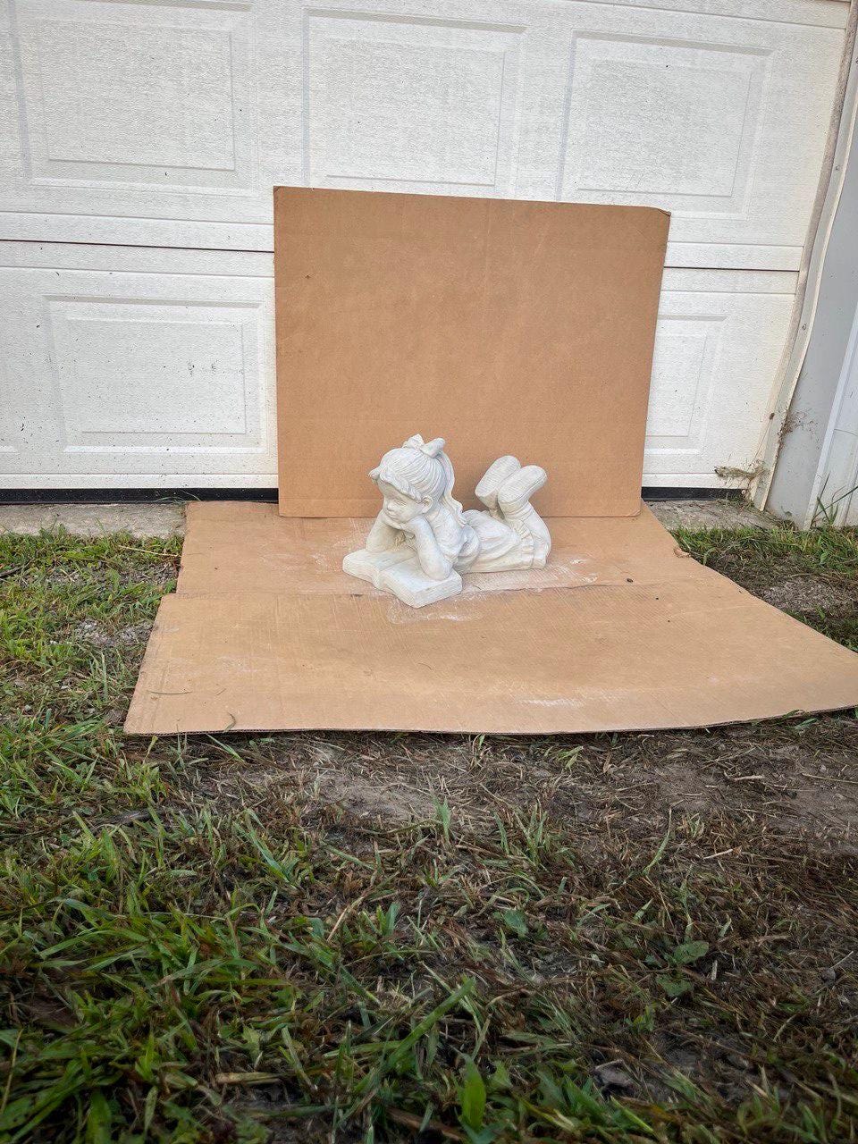 Girl Reading Book Statue Concrete Girl With Book Sculpture Garden Kid ...