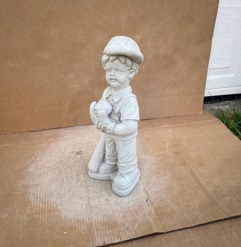 Boy Concrete Statue Massive Baseball Kid Sculpture Outdoor Boy With ...