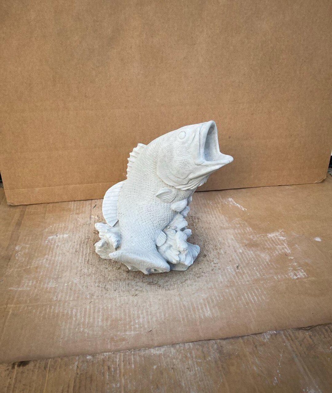 Concrete Fish Cement Statue Detailed Koi Fish With Large Mouth Figure ...