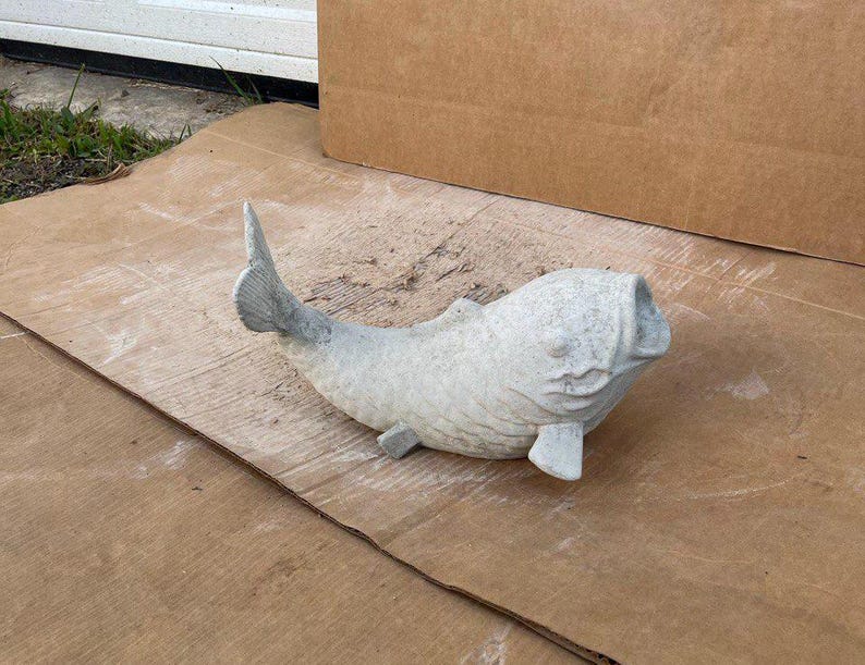 Koi Fish Figure Garden Fish Concrete Statue Koi Gift Sculpture Outdoor ...