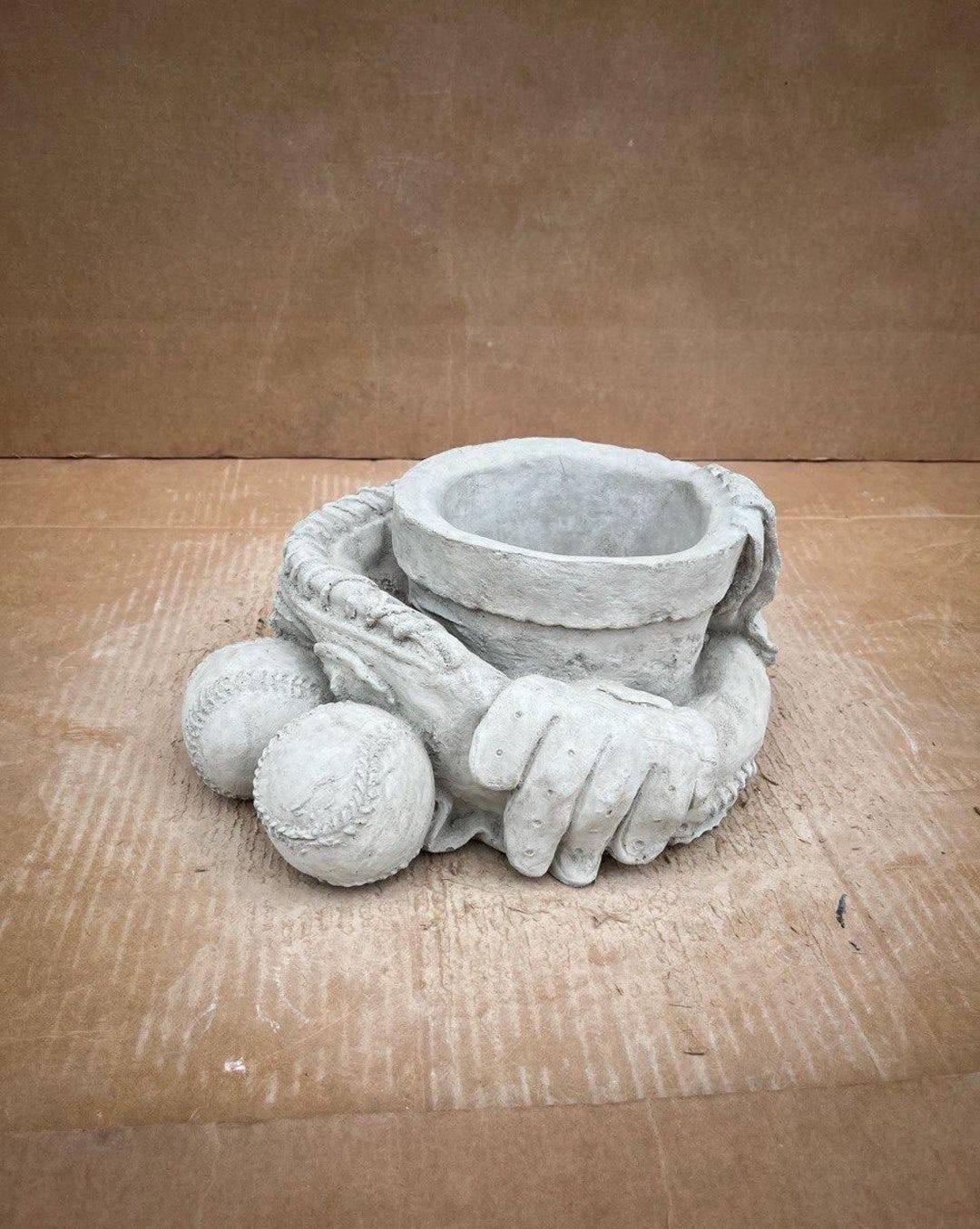 Concrete Baseball Glove Statue Planter Baseball Sculpture Flowers Pot ...