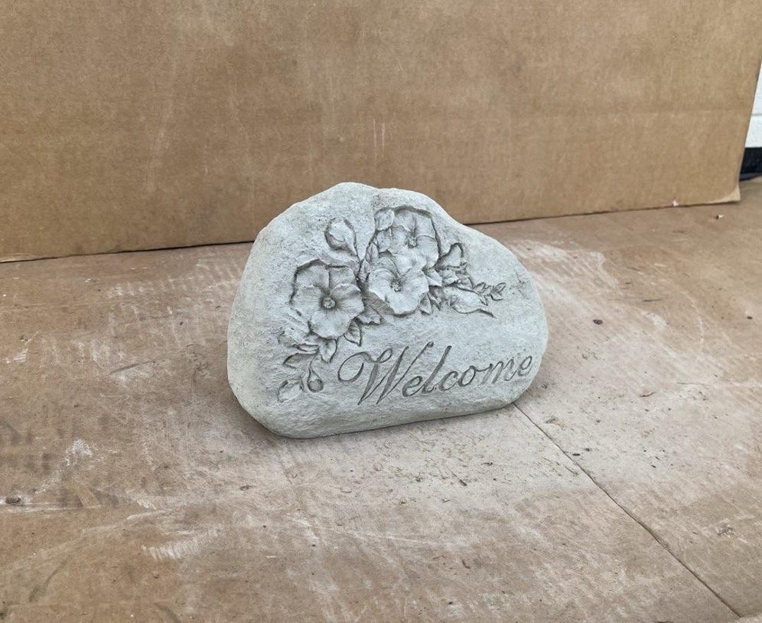 Rock Welcome Statue Concrete Welcome Sign Sculpture Idea Gift for House ...