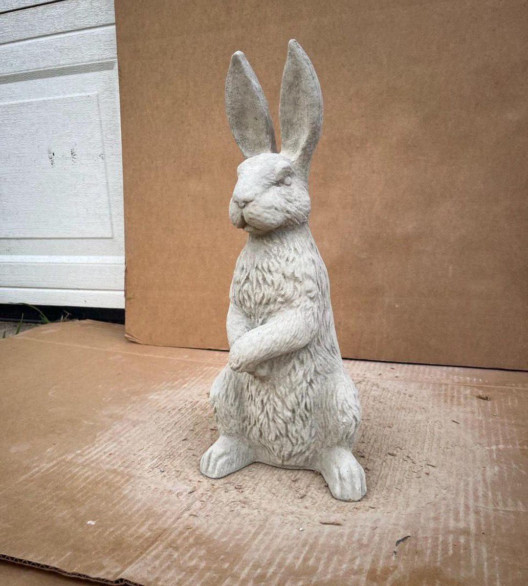 Concrete Rabbit Outdoor Statue Yard Bunny Spring Figure for Garden ...