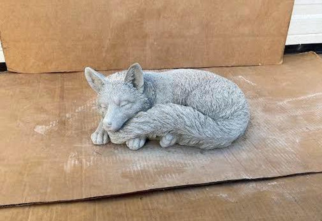 Sleeping Fox Garden Statue Concrete Fox Animal Massive Sculpture Laying ...