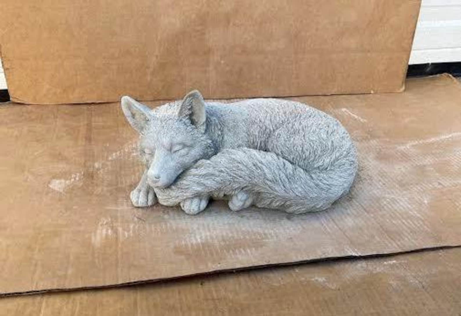 Sleeping Fox Garden Statue Concrete Fox Animal Massive Sculpture Laying ...