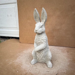 Concrete Rabbit Outdoor Statue Yard Bunny Spring Figure for Garden ...