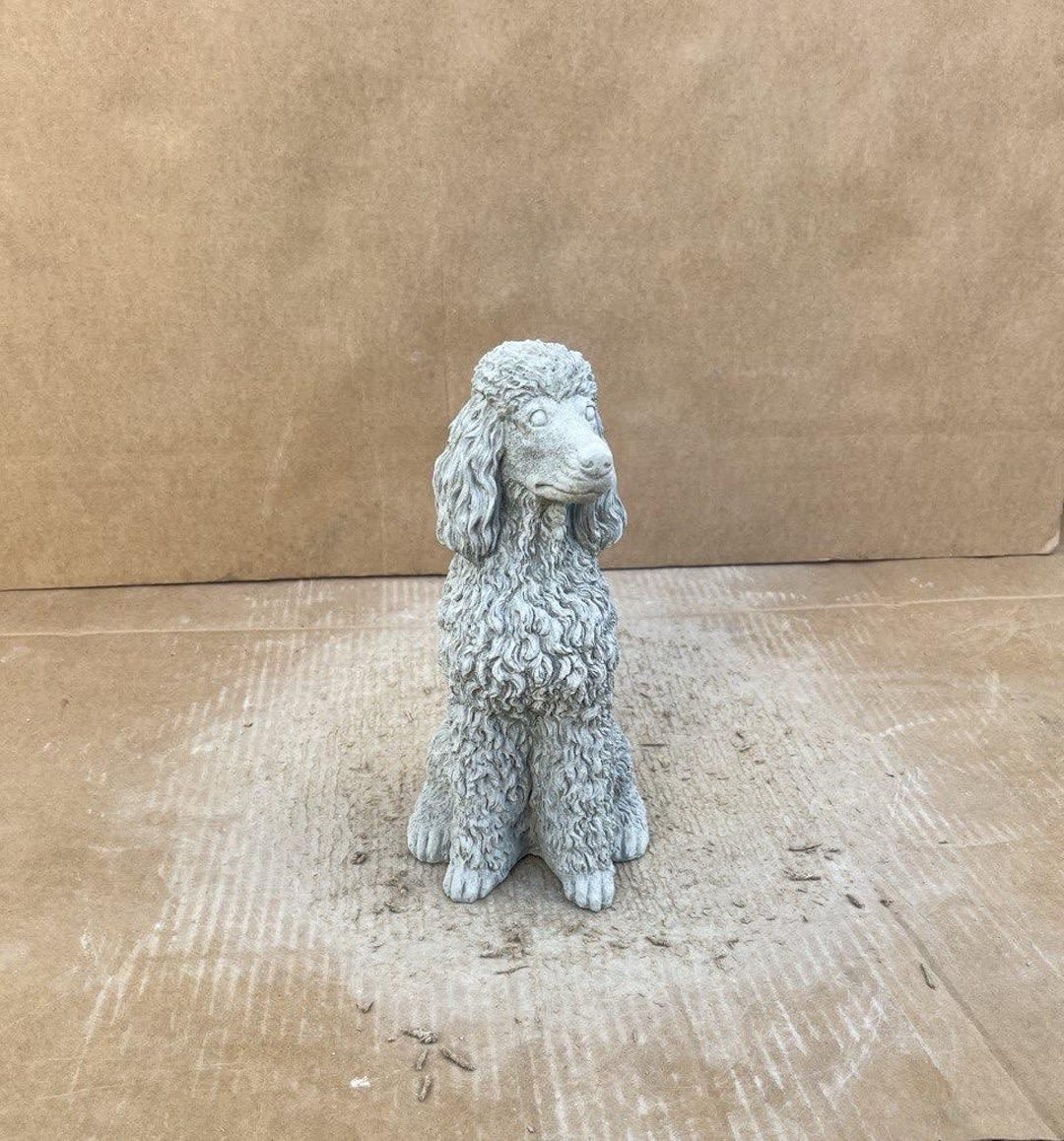 Sitting Poodle Small Statue Concrete Dog Memorial Sculpture Garden ...