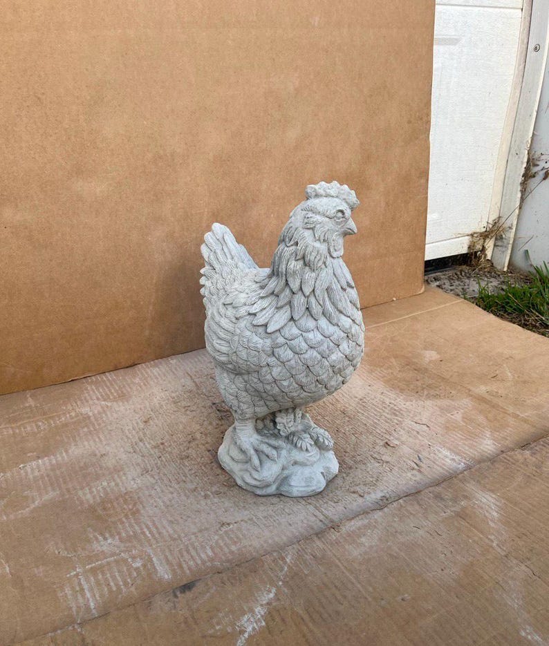 Concrete Chicken Hen Detailed Statue Home Bird Stone Sculpture ...
