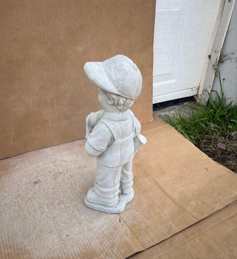 Boy Concrete Statue Massive Baseball Kid Sculpture Outdoor Boy With ...