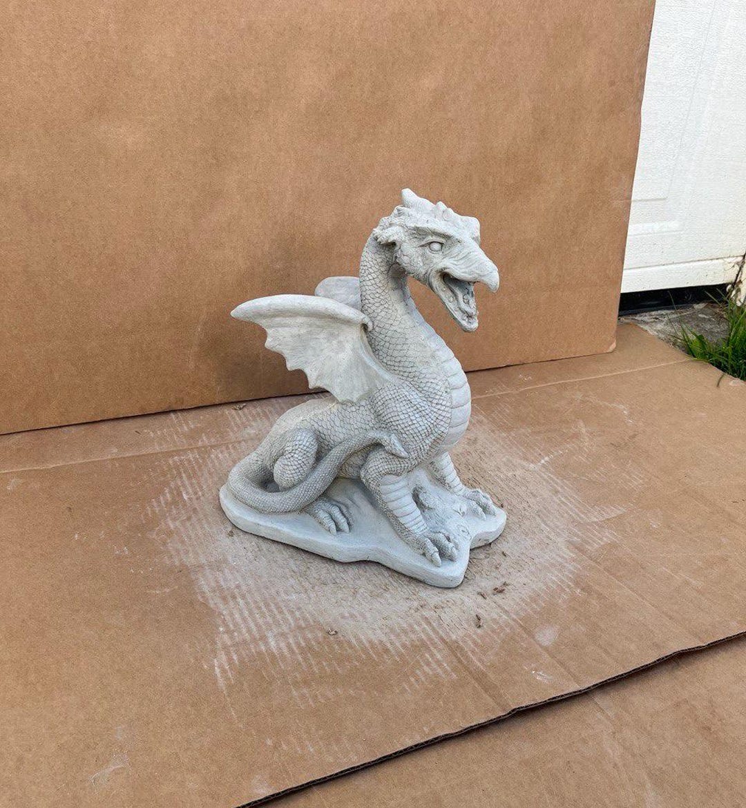 Massive Dragon Stone Sculpture Sitting Dragon Figure Concrete Dragon ...