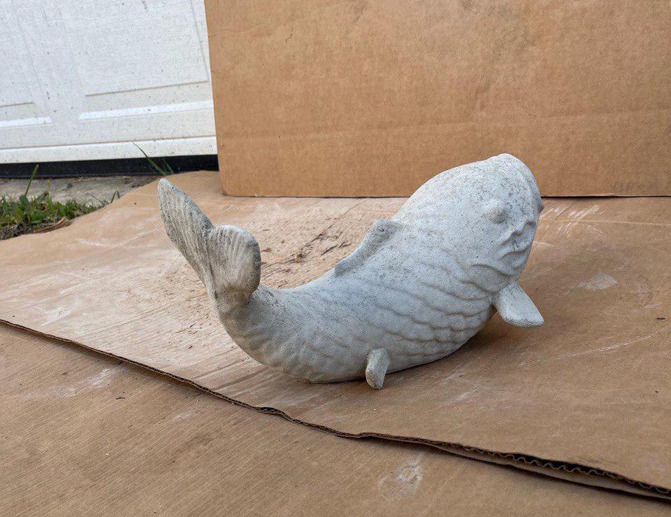 Koi Fish Figure Garden Fish Concrete Statue Koi Gift Sculpture Outdoor ...
