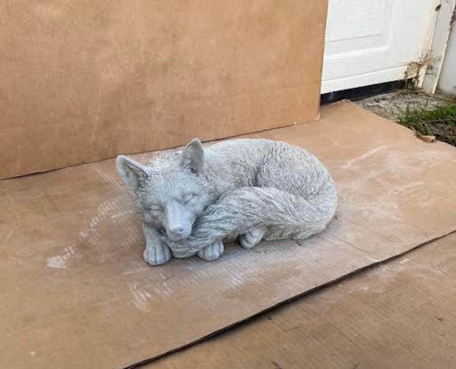Sleeping Fox Garden Statue Concrete Fox Animal Massive Sculpture Laying ...