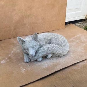 Sleeping Fox Garden Statue Concrete Fox Animal Massive Sculpture Laying ...