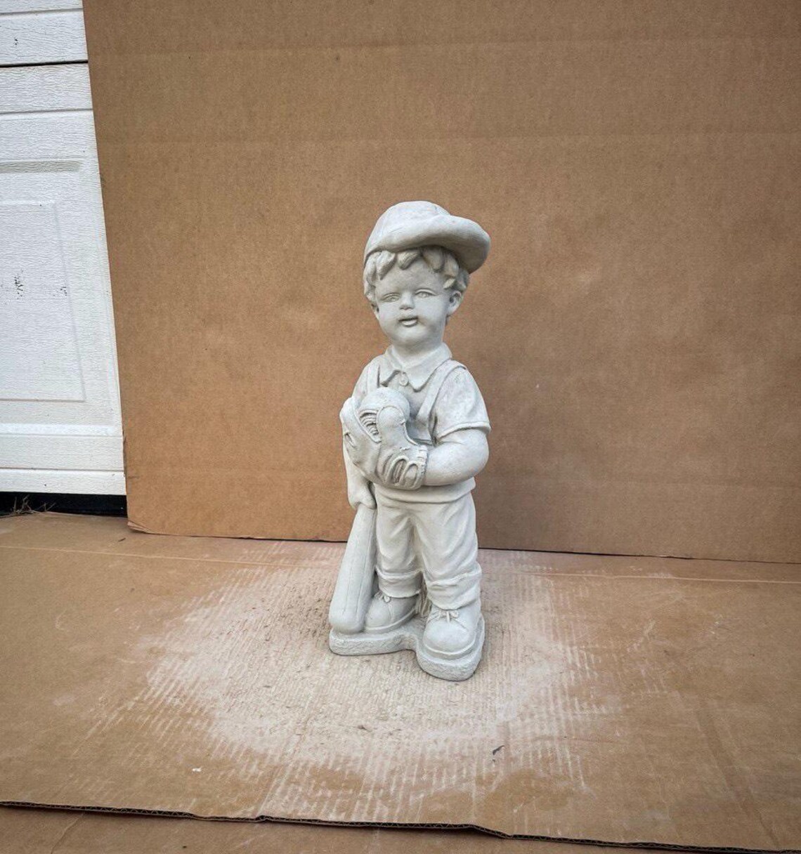Boy Concrete Statue Massive Baseball Kid Sculpture Outdoor Boy With ...