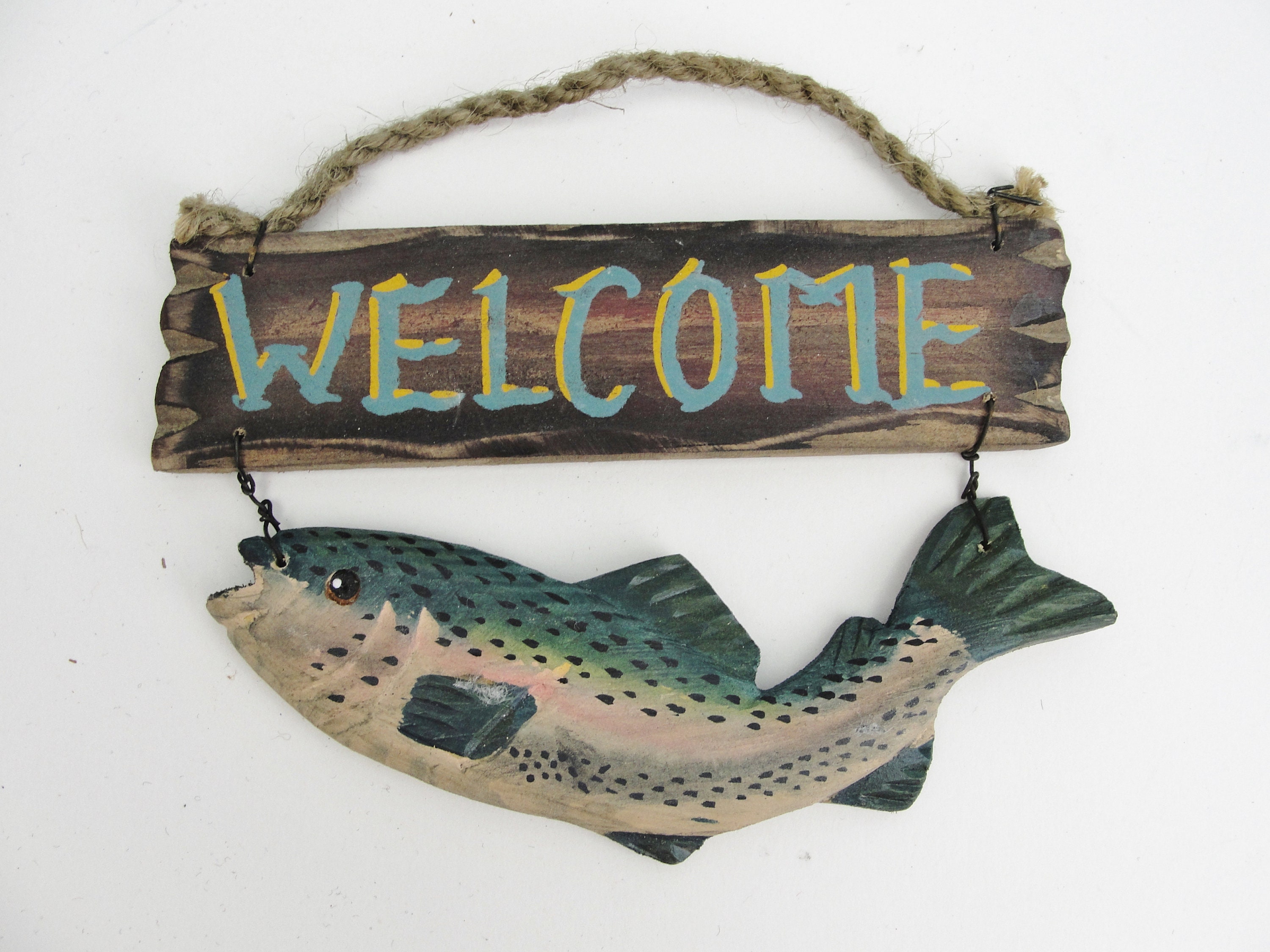 Small fish welcome hanging sign - Etsy 日本