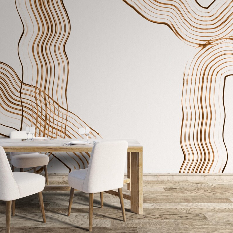Minimalist Wavy Lines Wallpaper , Modern and Simple Decor Desing , Wavy ...