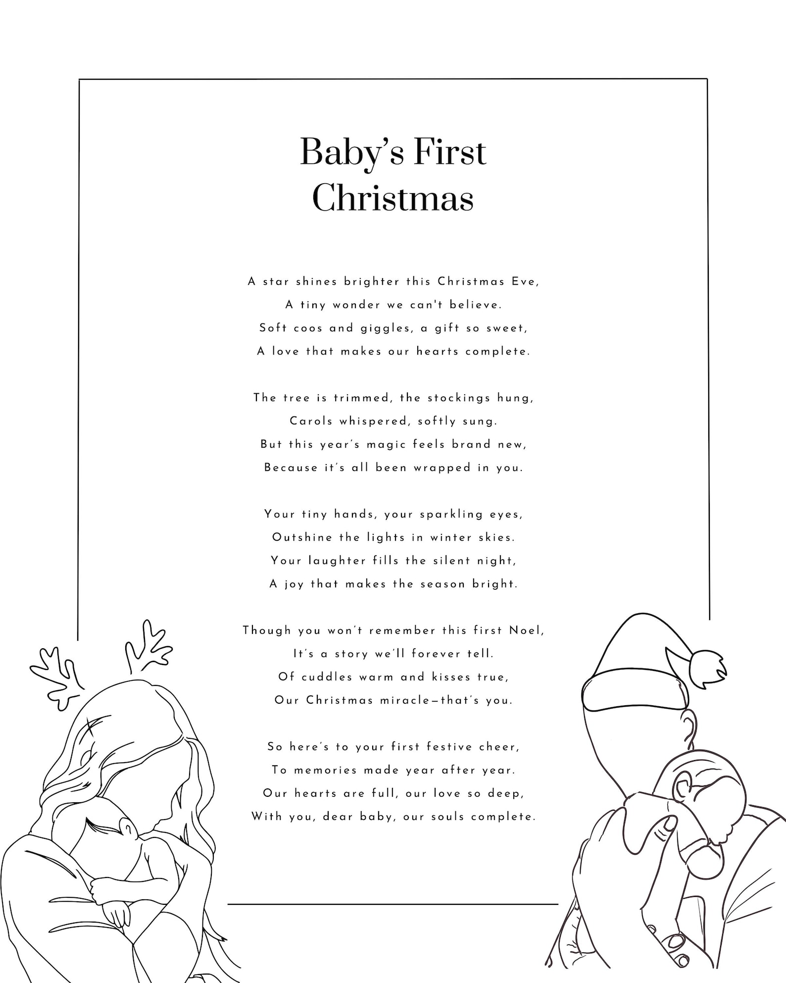 Baby's First Christmas Poem, Digital Wall Art, Baby Gift, Family Gift ...