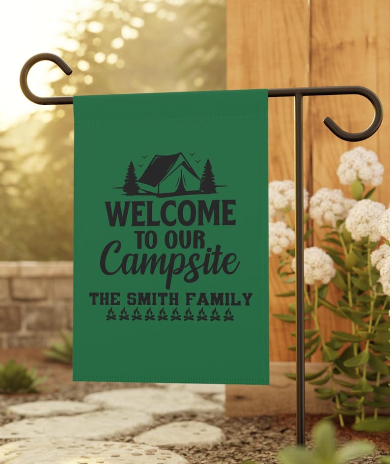 Personalized Campsite Garden Banner, Camping Gift, Custom Camping Decor ...