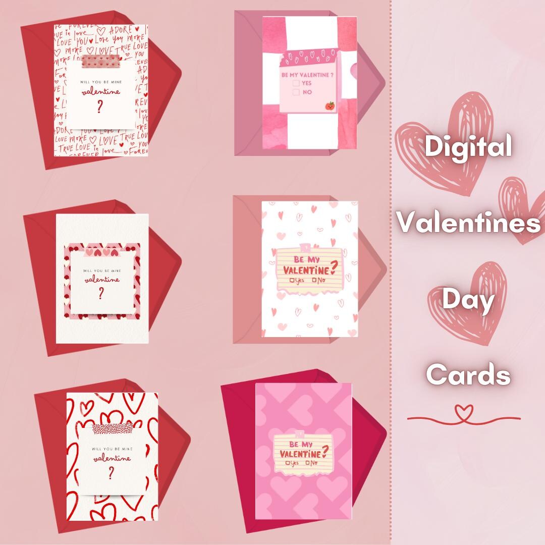 Will You Be Mine? Digital Valentine's Day Cards | 6 Printable 5x7" Love ...