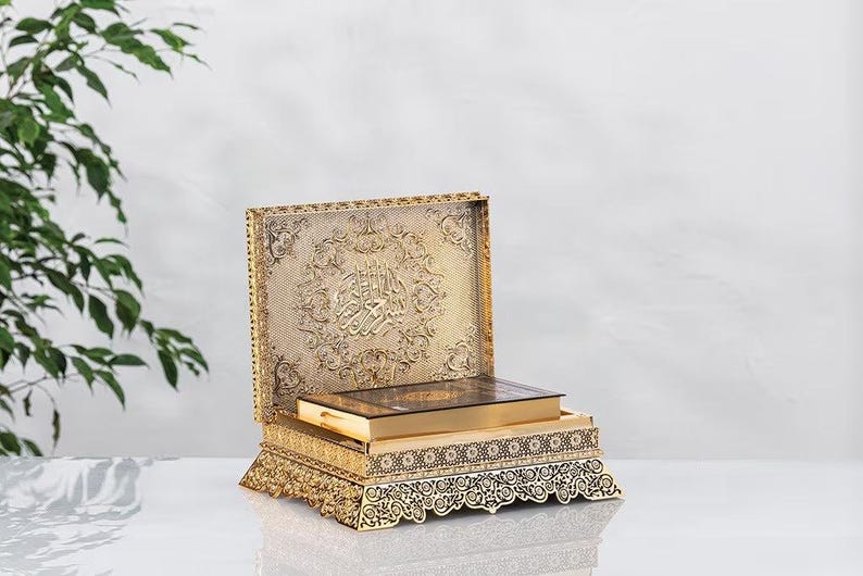 Chest Quran Box Gold, Luxury Quran Box, Muslim Gift, Home Decor ...