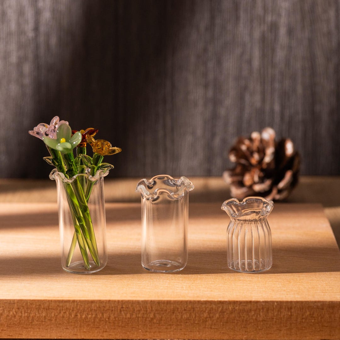 Mini Glass Flower Bouquet Set: Handcrafted Floral Figurine - Etsy