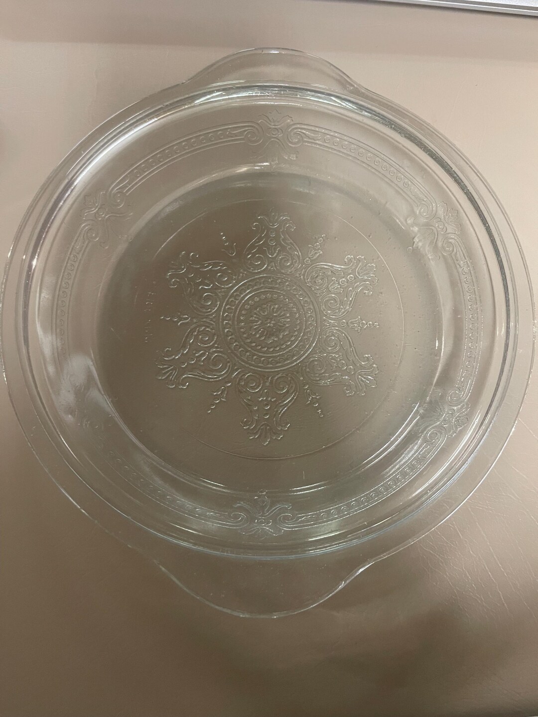 Fire King 8 Inch Embelished Shallow Pie Plate - Etsy