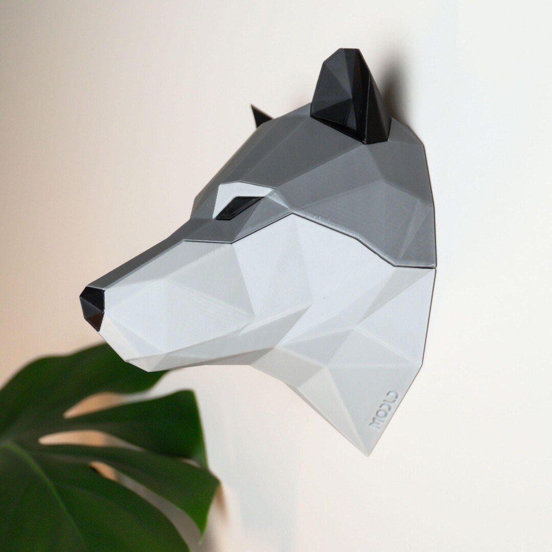 The Howler - Wolf Head 3D Printed Wall Art Mount Geometric Animal ...