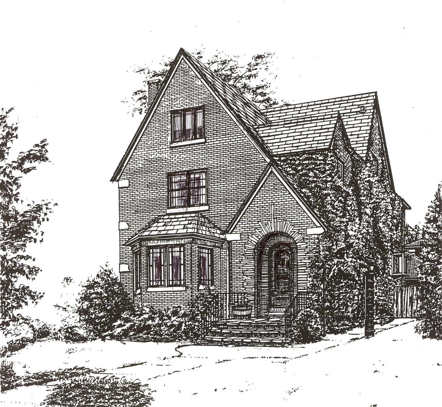 Custom Pen and Ink House Portrait - Etsy