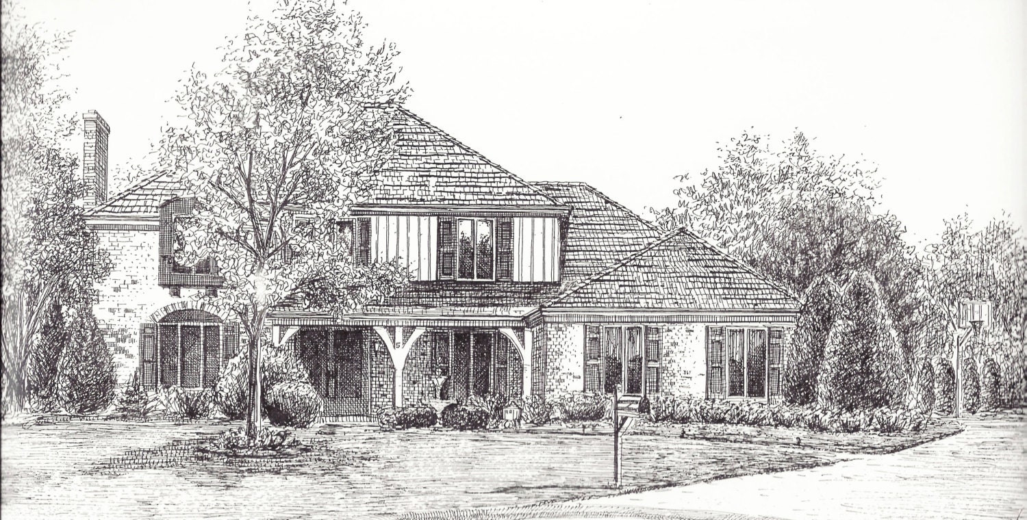 Custom Pen and Ink House Portrait - Etsy