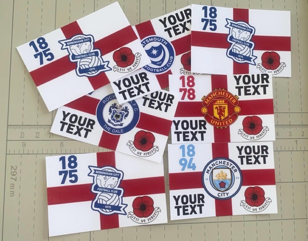Custom England Flag Stickers - Crest and Text - Etsy UK