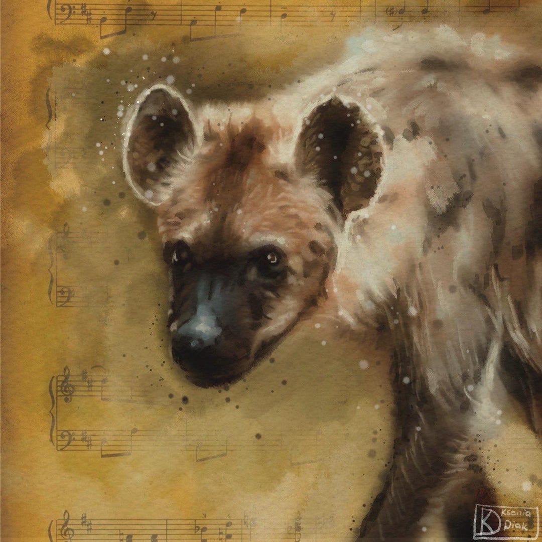 Watercolour Hyena Painting Print - Etsy