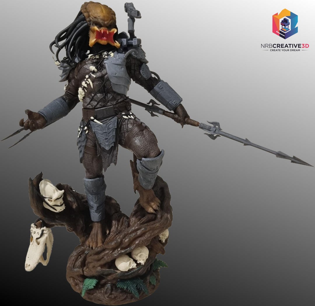 Hand-painted 3D Predator Figure Sci-fi Collectible Statue and Geek Room ...
