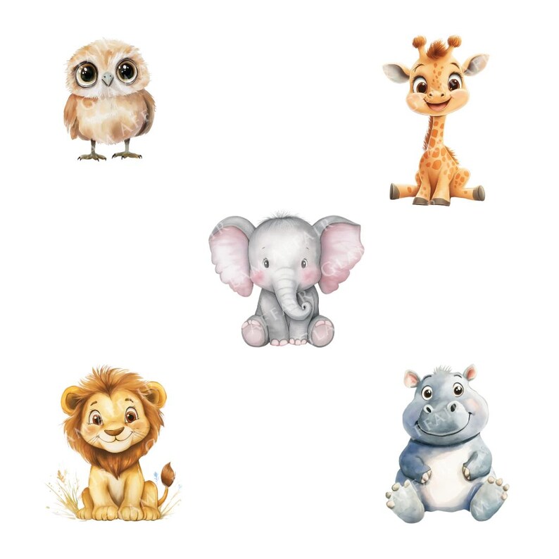 10 Safari Animals | Watercolor Clipart | Printable | High Quality | PNG ...
